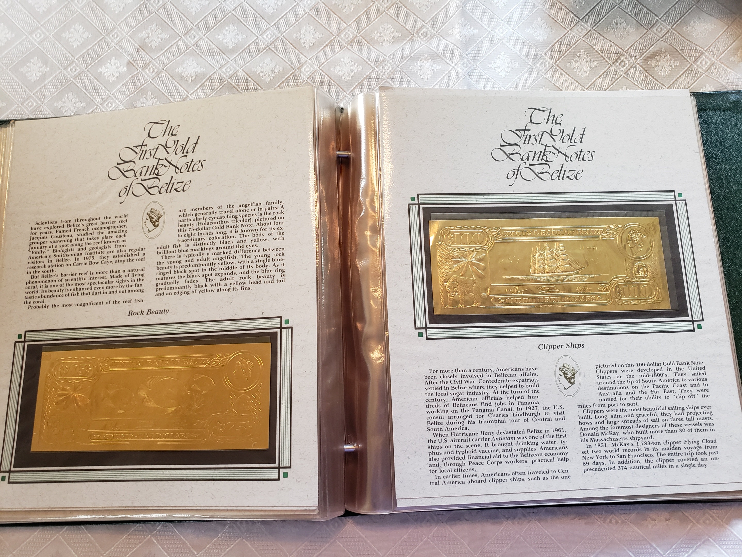 36 the First Gold Bank Notes of Belize Solid 22 Kt Gold COMPLETE Set in ...