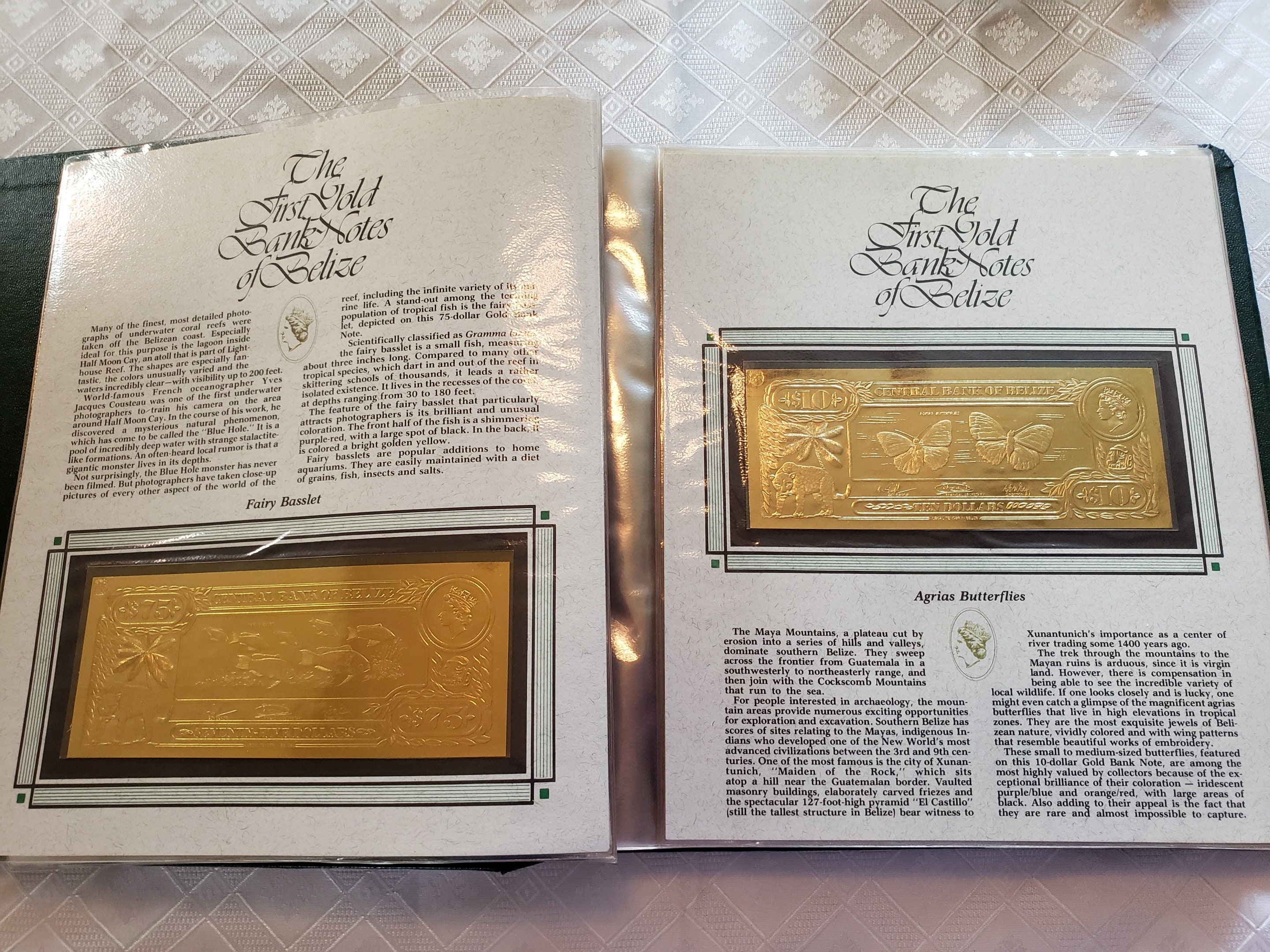 36 the First Gold Bank Notes of Belize Solid 22 Kt Gold COMPLETE Set in ...
