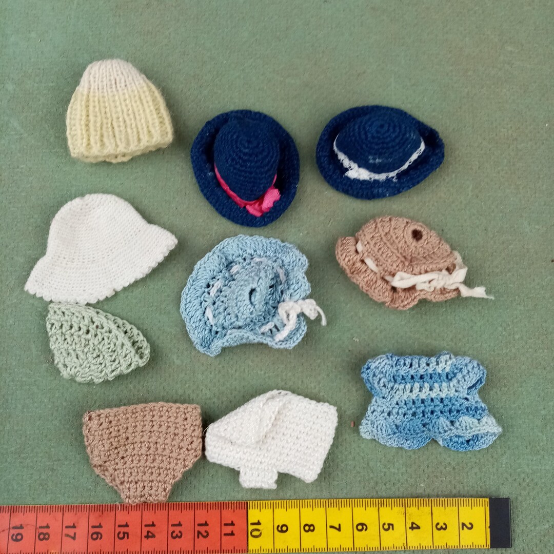 Vintage Lot Doll Hats and More , Hand Crochet , Decorative Sun Doll Hat ...