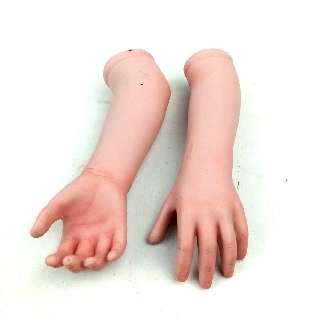 Reproduction Dolls Arms, Pair Dolls Lower Arms, Bisque Porcelain ...