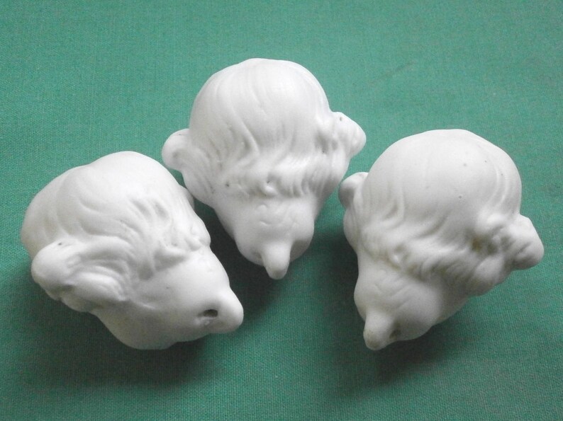 Antique Doll Heads, Dollhouse Doll Size, Bisque Porcelain Unpainted ...