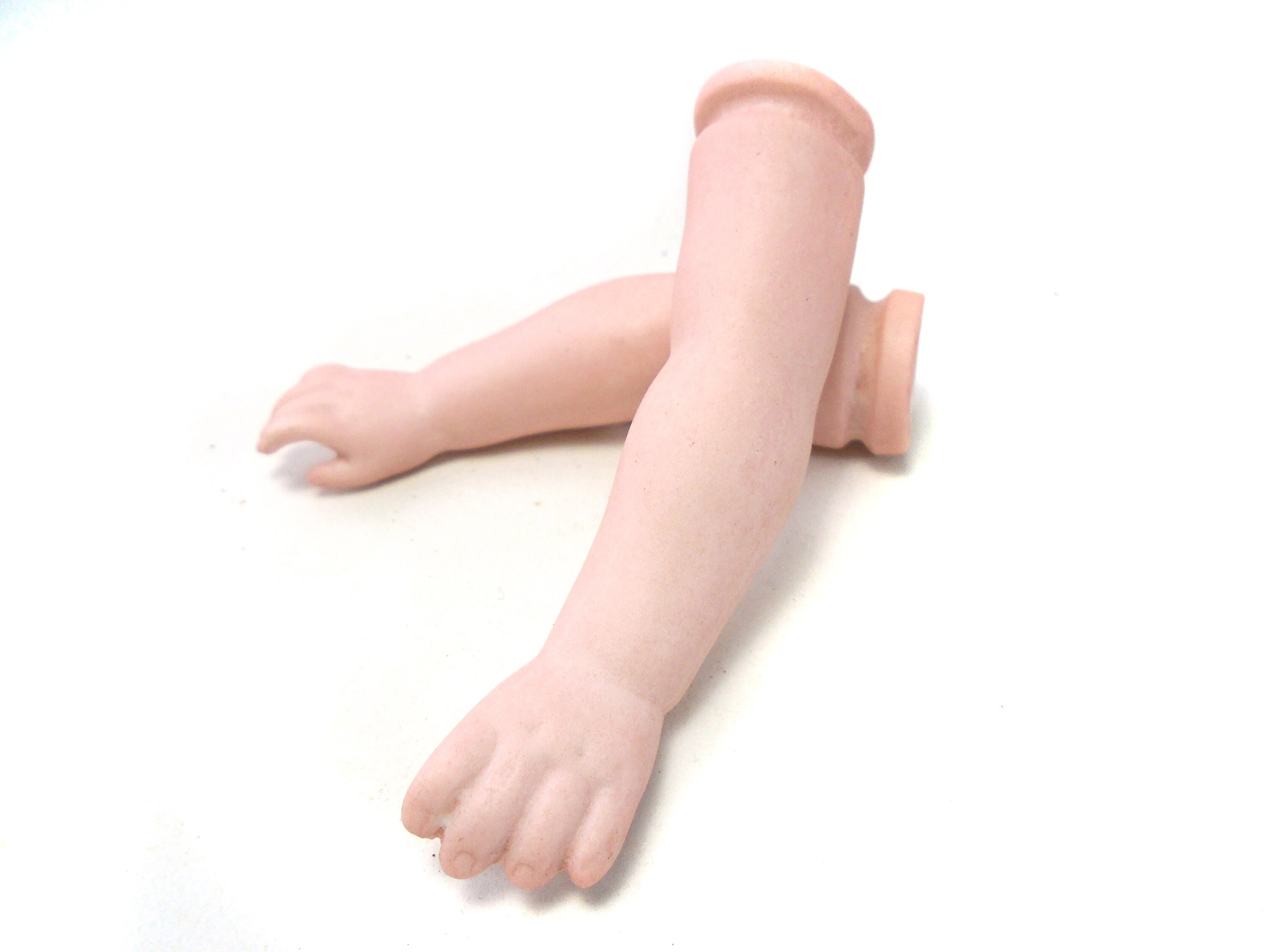 Antique Dolls Arms, Doll Lower Arms, Bisque Porcelain, Leather Body ...