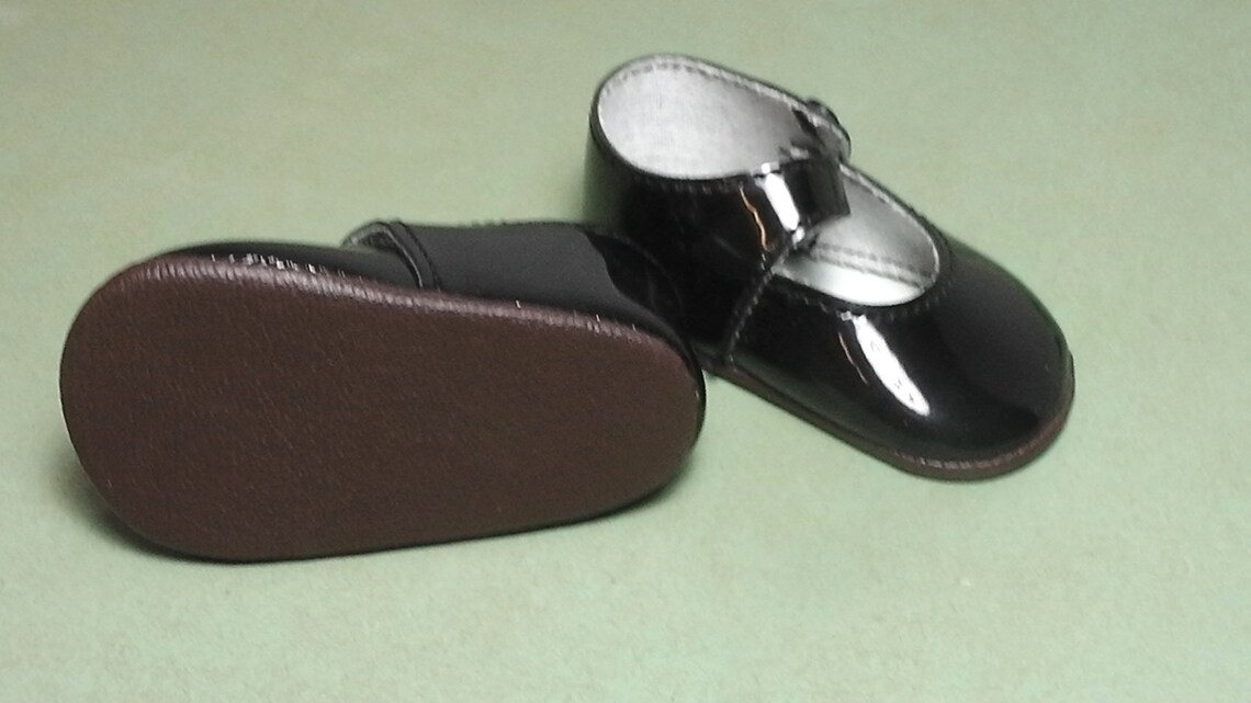 Black Doll Shoes, Patent Leather Imitation Shoes, Vintage Dolls Shoes ...