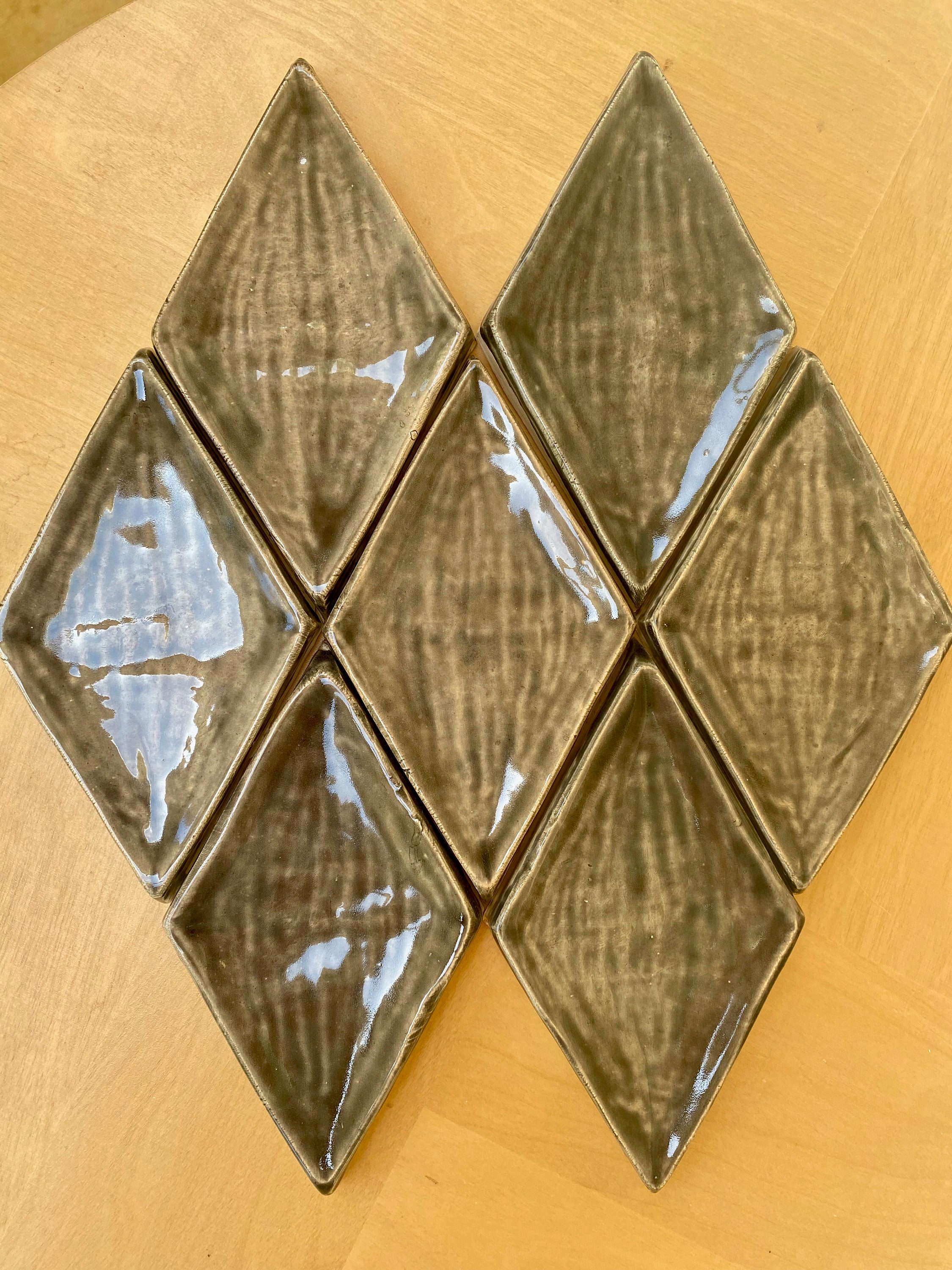 Concave 4x7 Inch Diamond Tiles in Warm Glossy Brown 220 in - Etsy