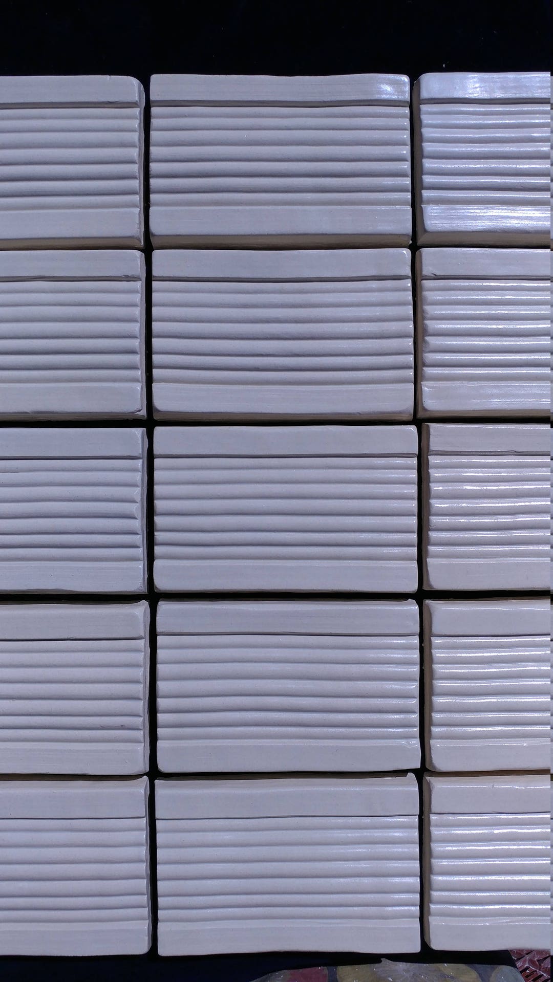 Set of 21 Striated White Trim and Corner Hand Pressed 4x 6 Tiles-art ...