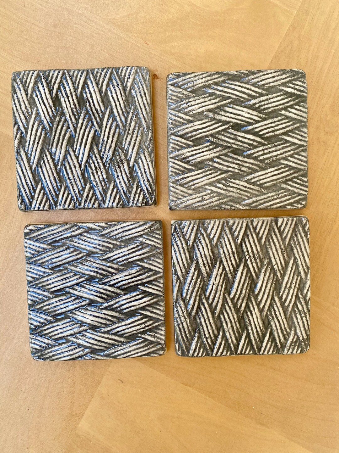 Black White 4x4 Inch Cable Knit Tiles 56 in Stock - Etsy