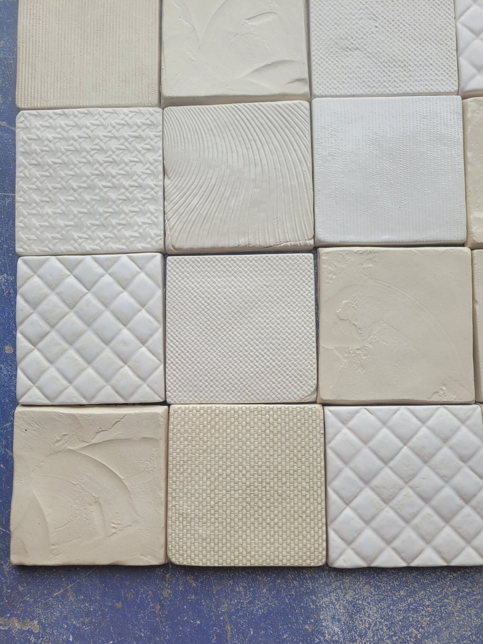 Set of 36 4 X 4 'textured Shades of Beige' Handmade Glazed Ceramic ...