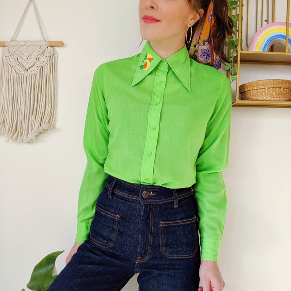 Wide Collar Shirt - Etsy