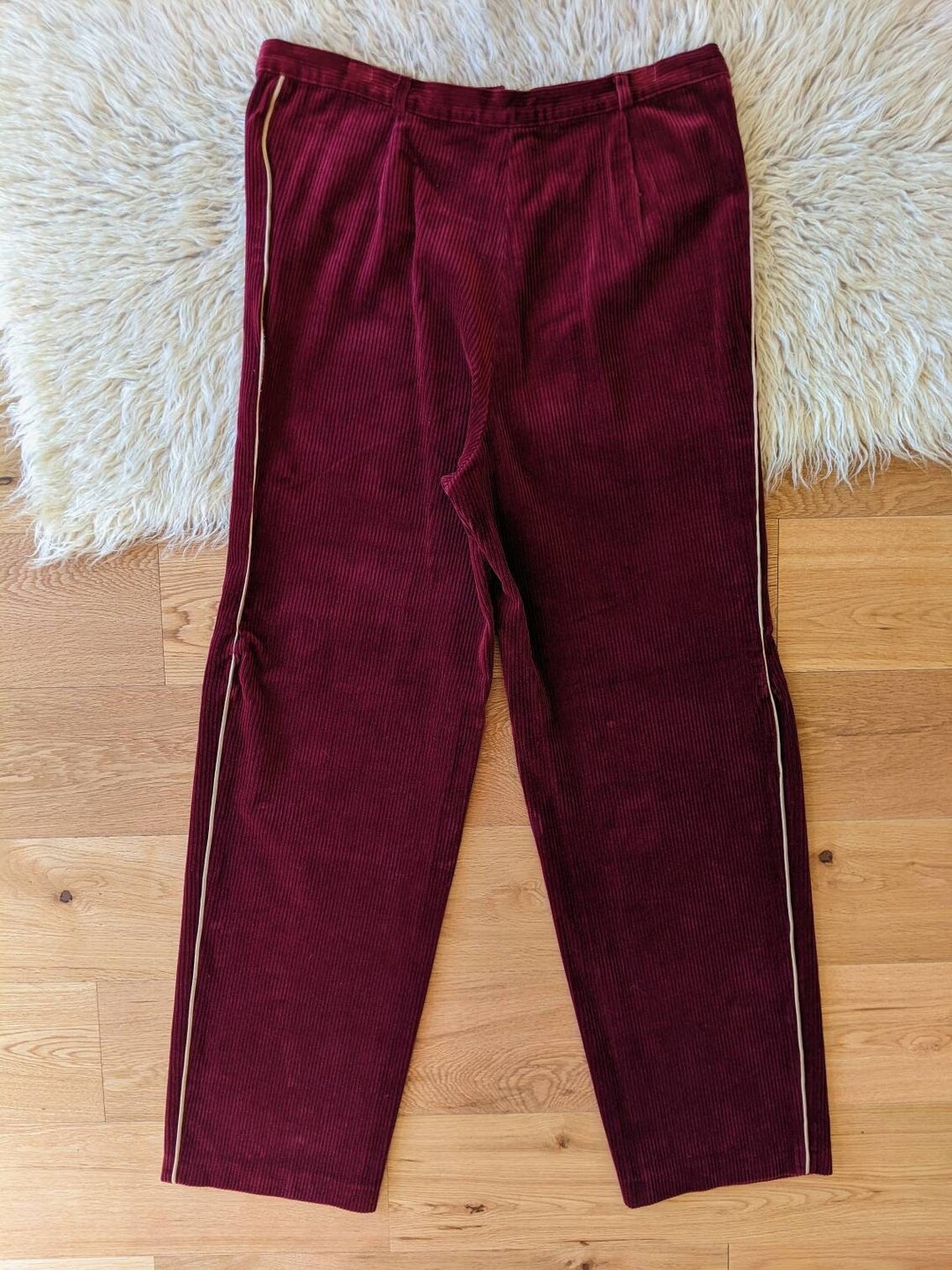 Burgundy Corduroy Pants Unisex Wide Leg Velvet Jeans - Etsy