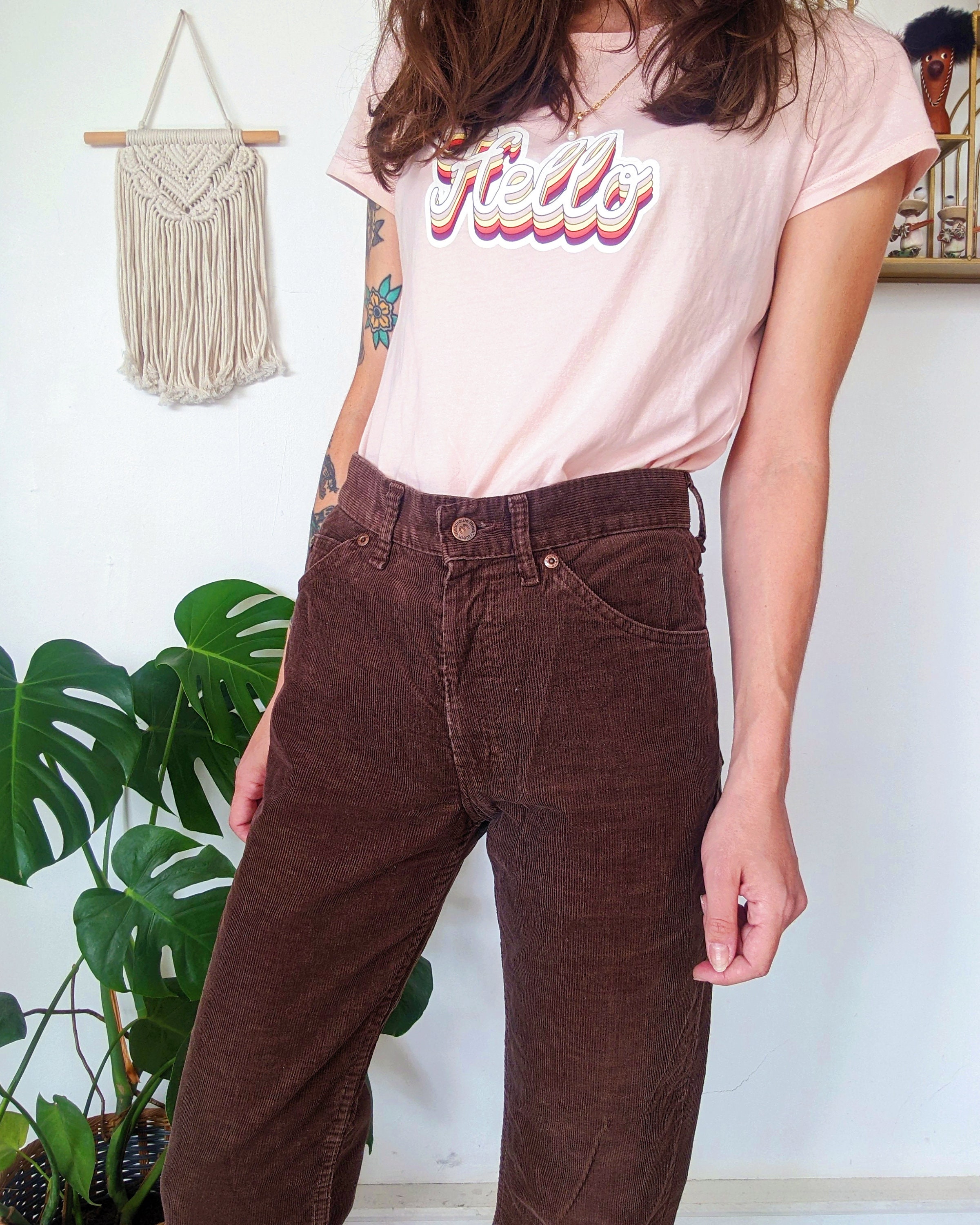 Bruine corduroy broek vintage jaren 70 - Etsy Nederland