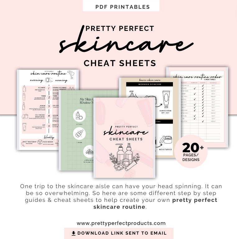 Skincare Cheat Sheets (digital), Skincare Planner, Skincare Help Guide ...