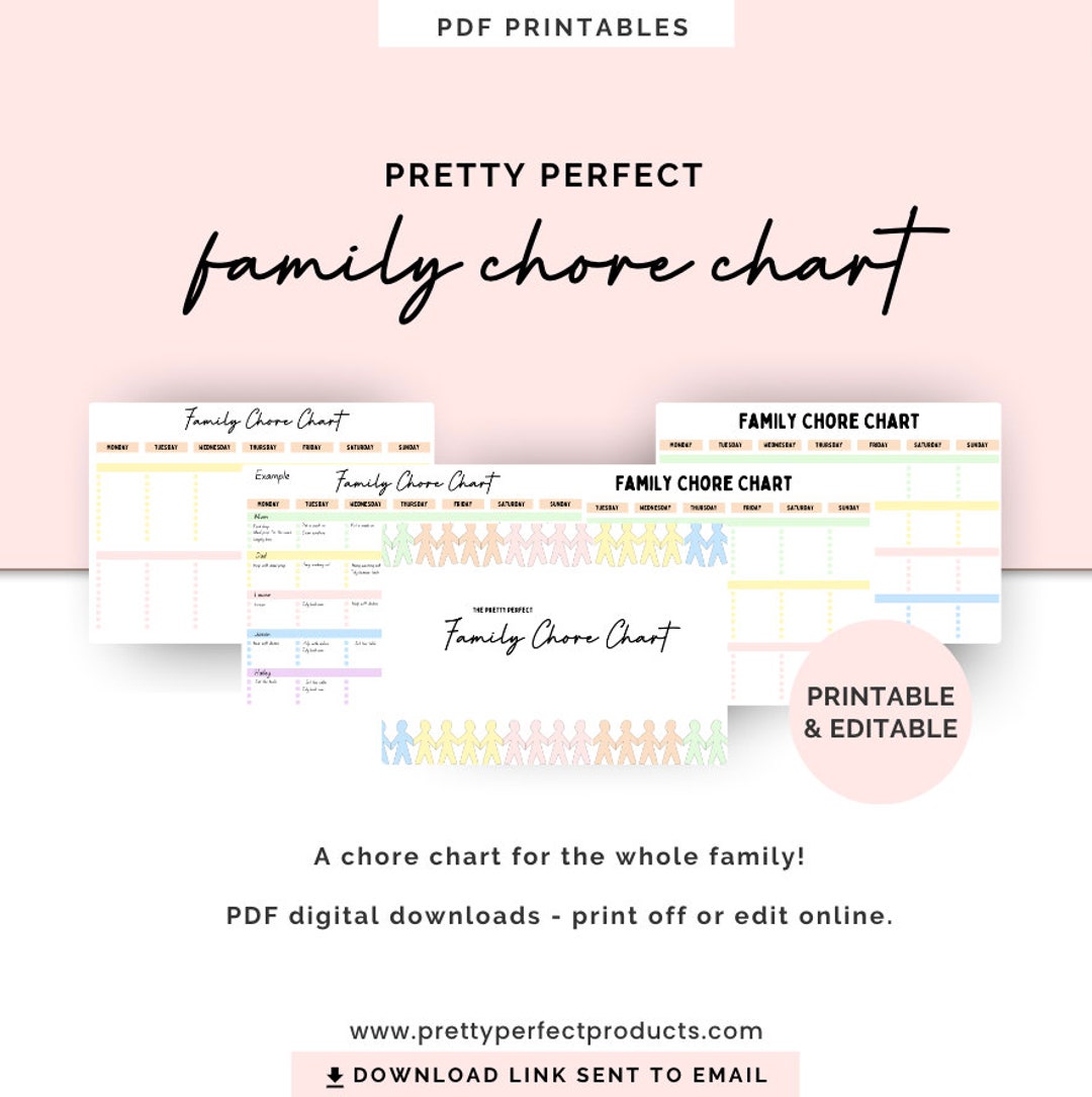 Family Chore Chart (digital), Printable Chore Chart, Editable Chore ...