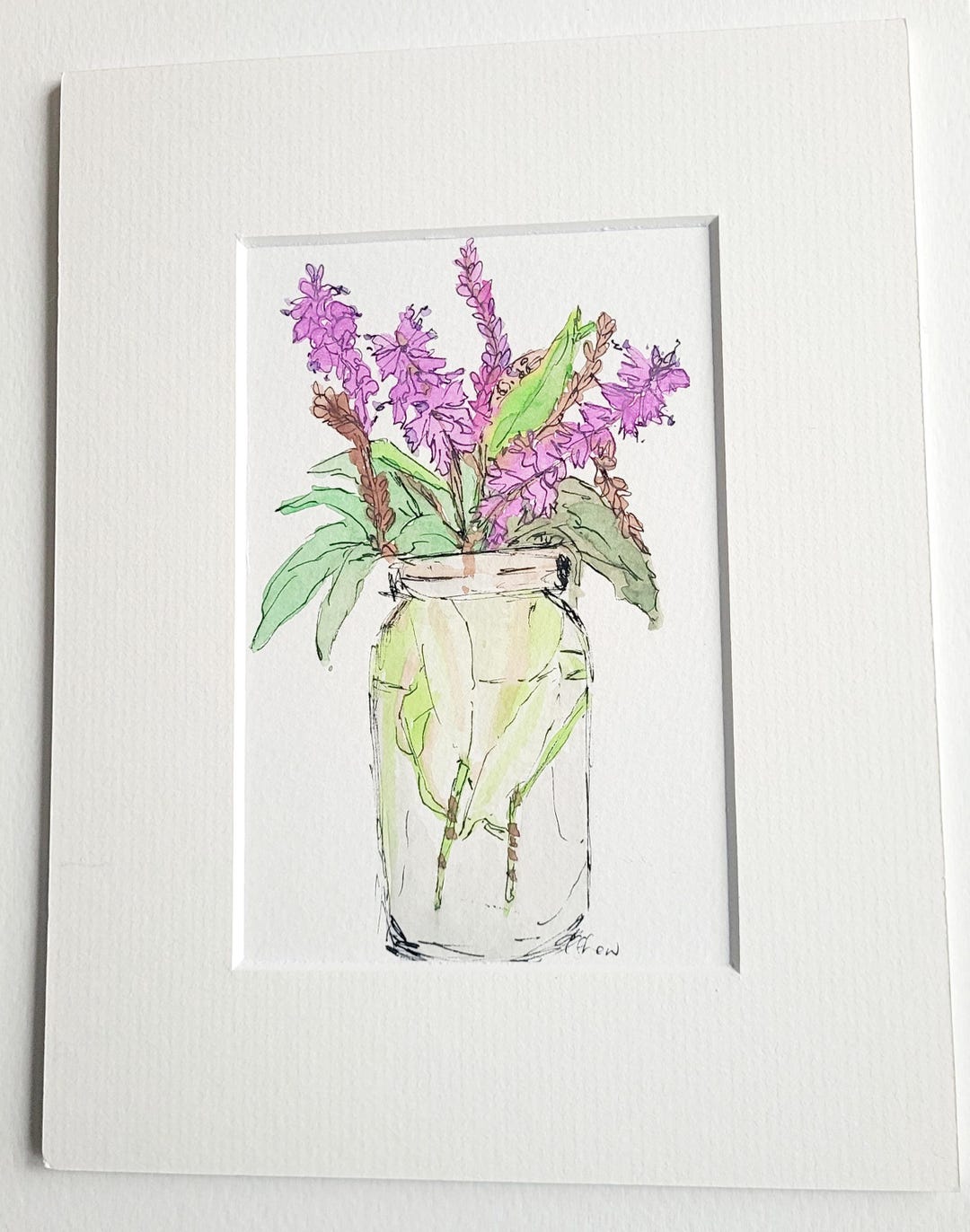 Original Pen and Watercolour Artwork, Entitled 'buddleia and Leaves in ...