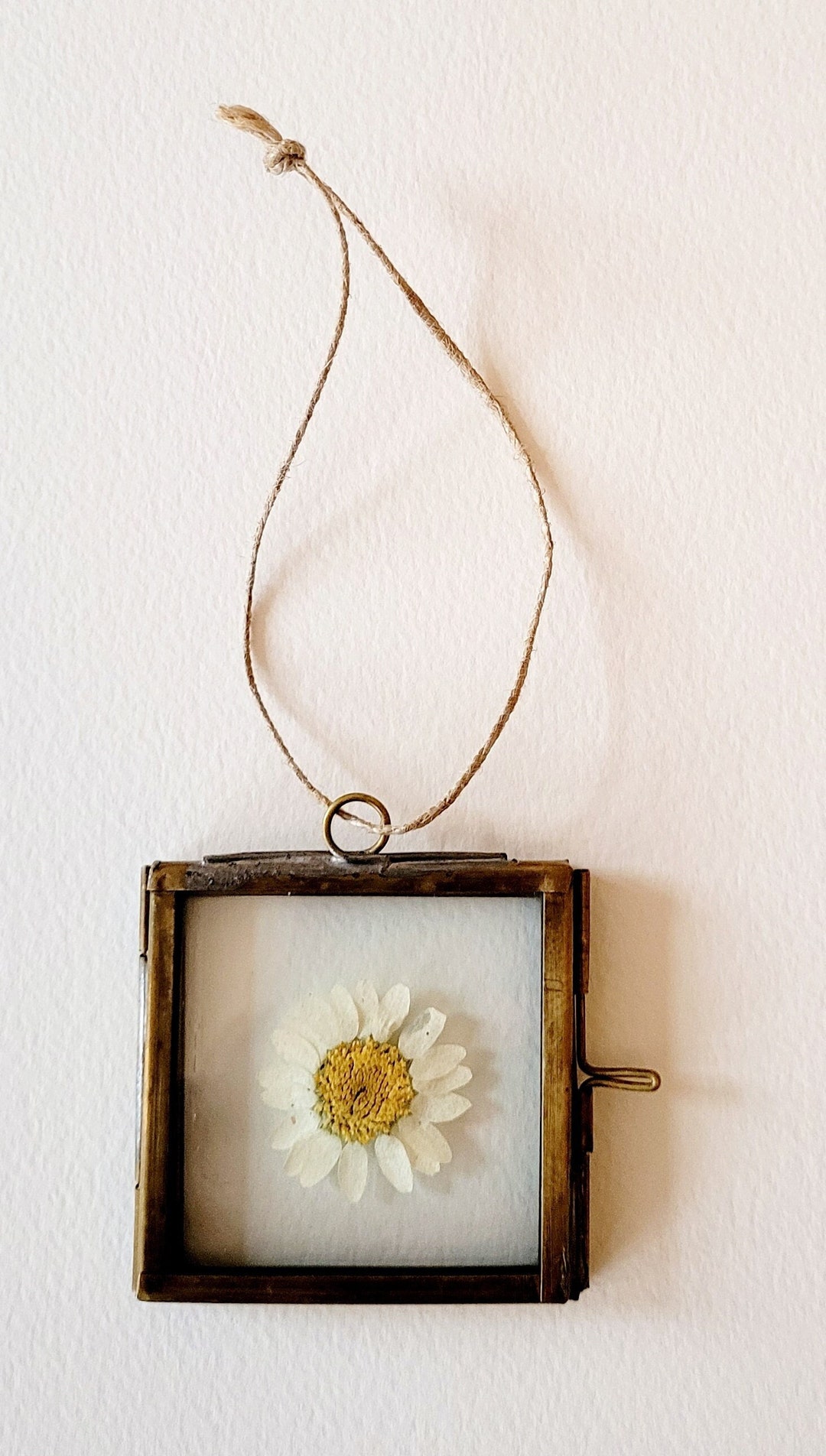 MINI Metal Hanging Frame With a Pressed Daisy - Etsy