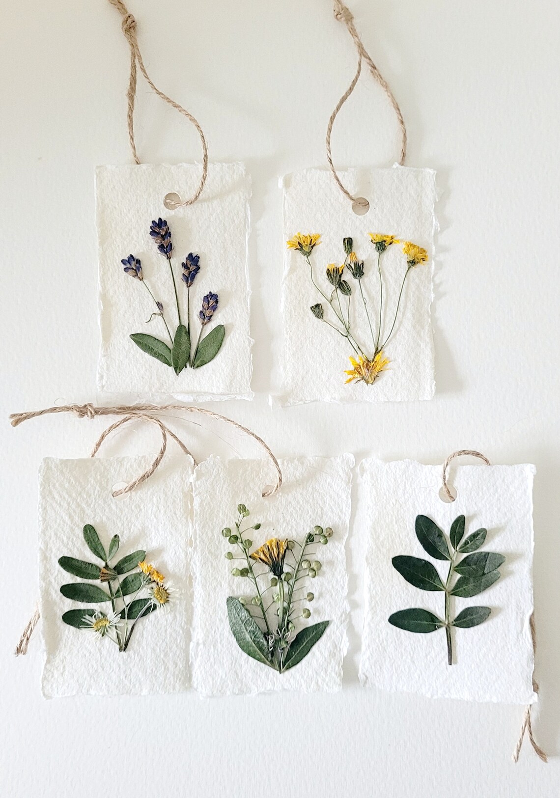 Handmade Paper Pressed Flower Gift Tags Set of 5 - Etsy