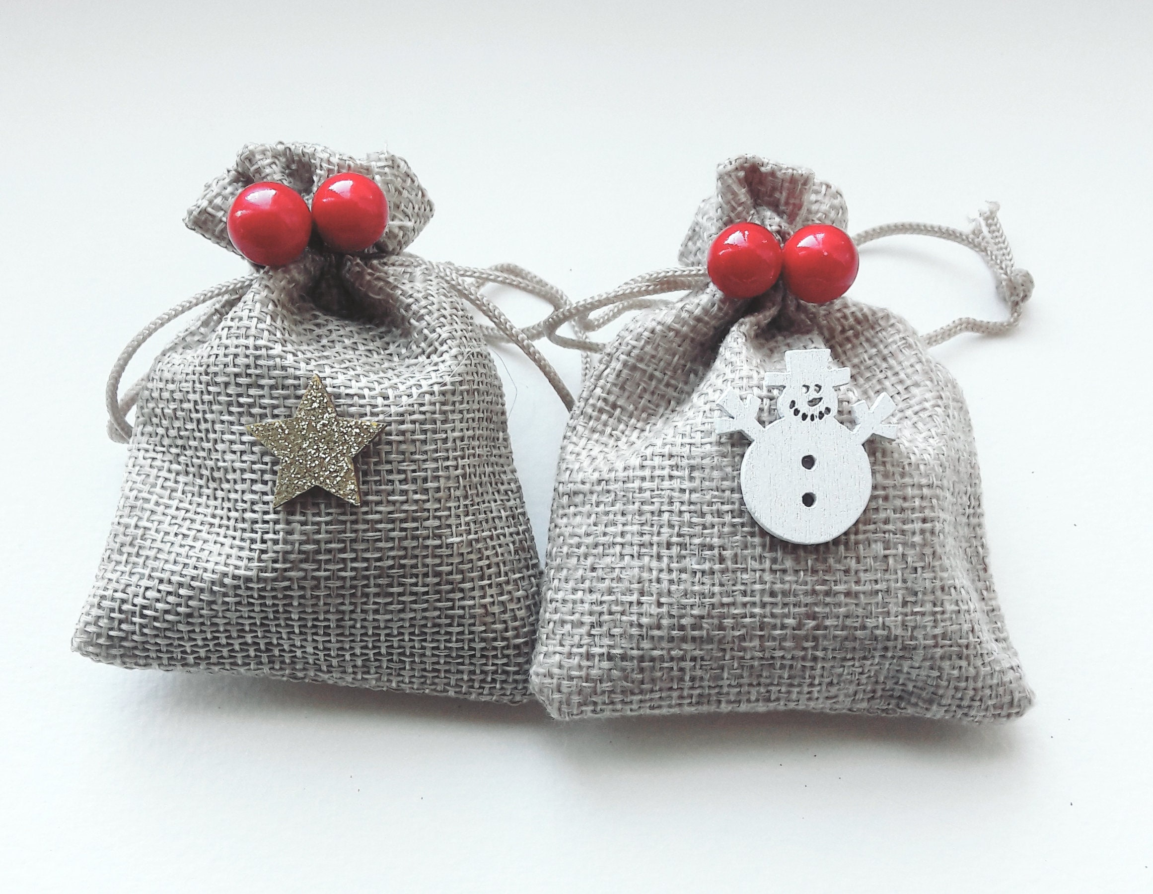 Mini Scented Christmas Pouches With Wooden Embellishments 4 - Etsy UK