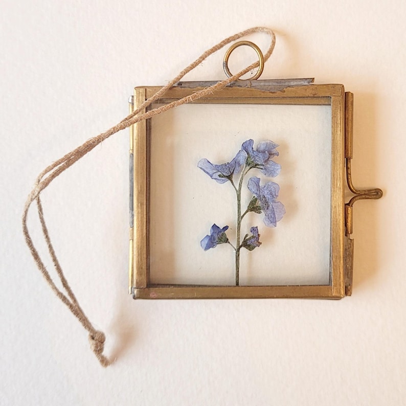MINI Hanging Metal Frame With a Pressed Forget-me-not Sprig - Etsy