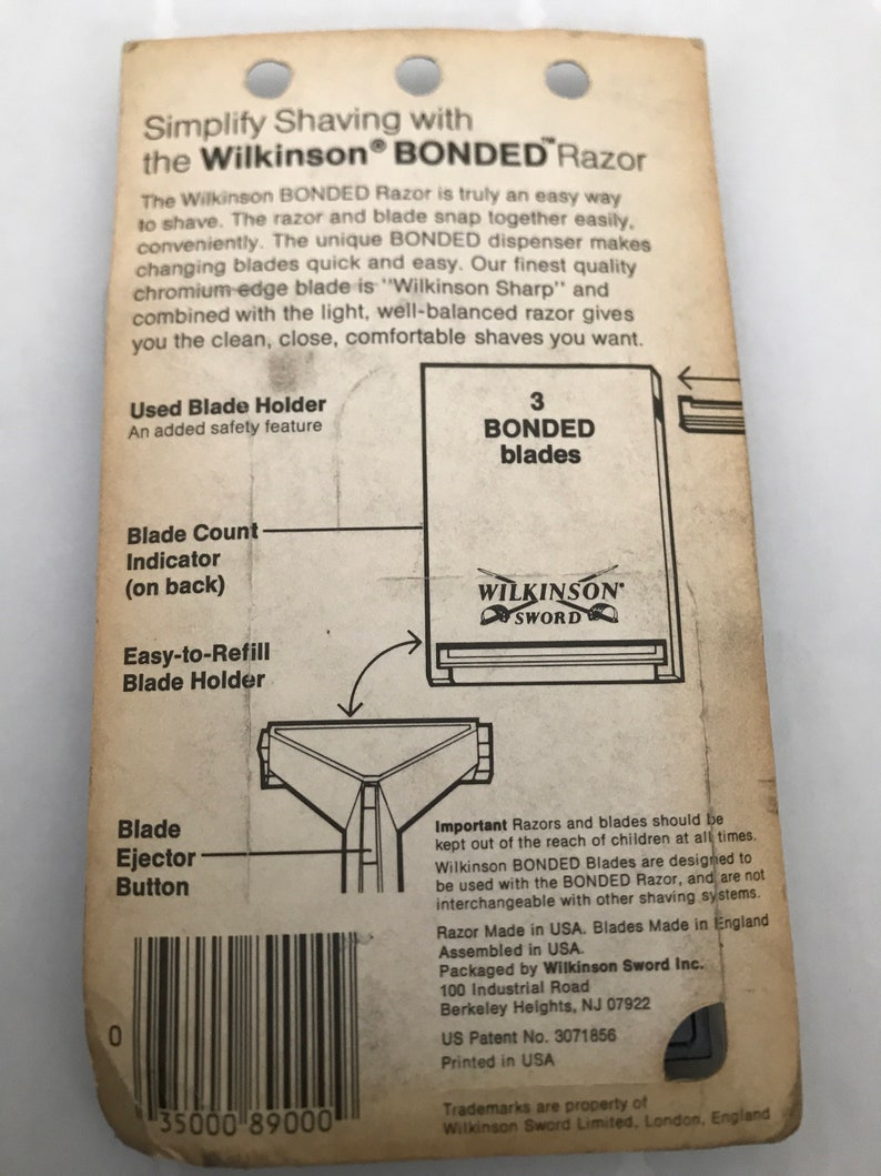 Wilkinson Sword Bonded Razor Handle With 3 Blades - Etsy