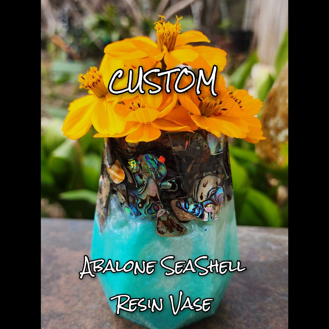 CUSTOM Abalone Resin Vase / Cup Abalone Sea Shell Makeup Brush Holder ...