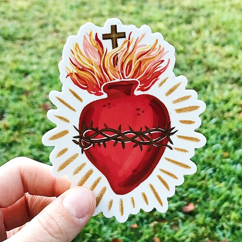 Sacred Heart of Jesus Catholic Sticker Vinyl Sticker - Etsy