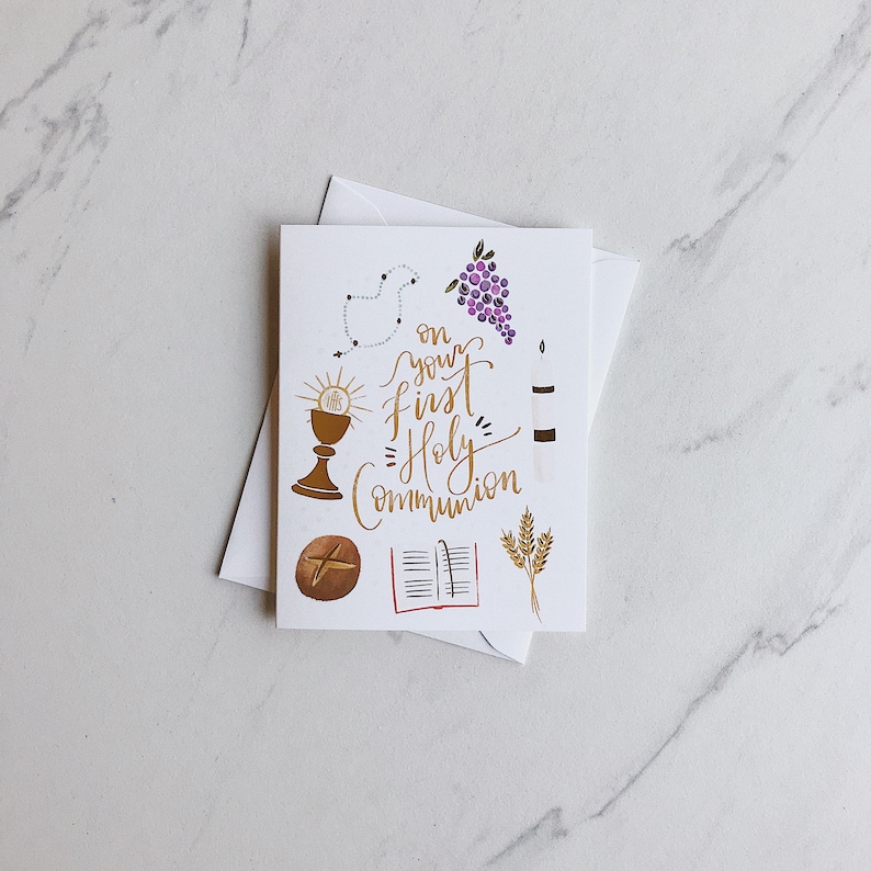 Gold Foil First Holy Communion Card Catholic First Communion - Etsy