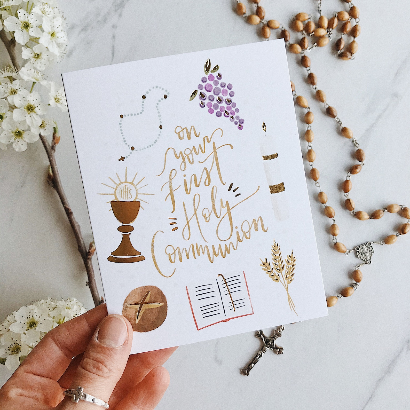 Gold Foil First Holy Communion Card, Catholic First Communion Gift ...