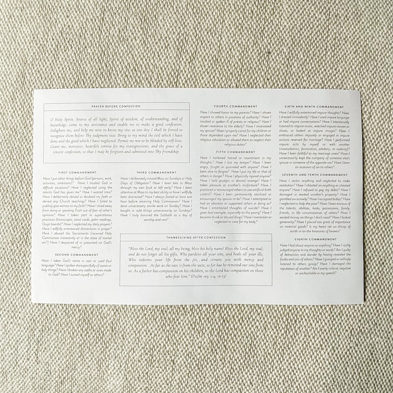 Examination of Conscience Notepad, Confession Notepad, Act of ...