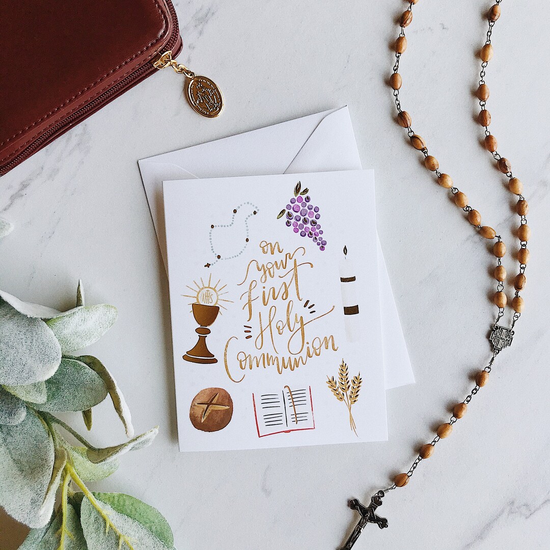 Gold Foil First Holy Communion Card, Catholic First Communion Gift ...