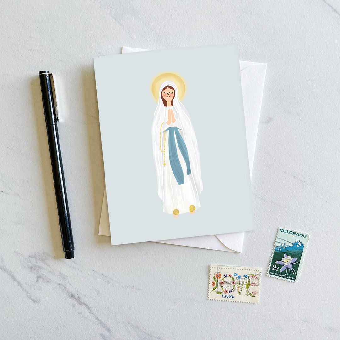 Our Lady of Lourdes Card, Marian Card, Lourdes Cards, Mary Notecards ...