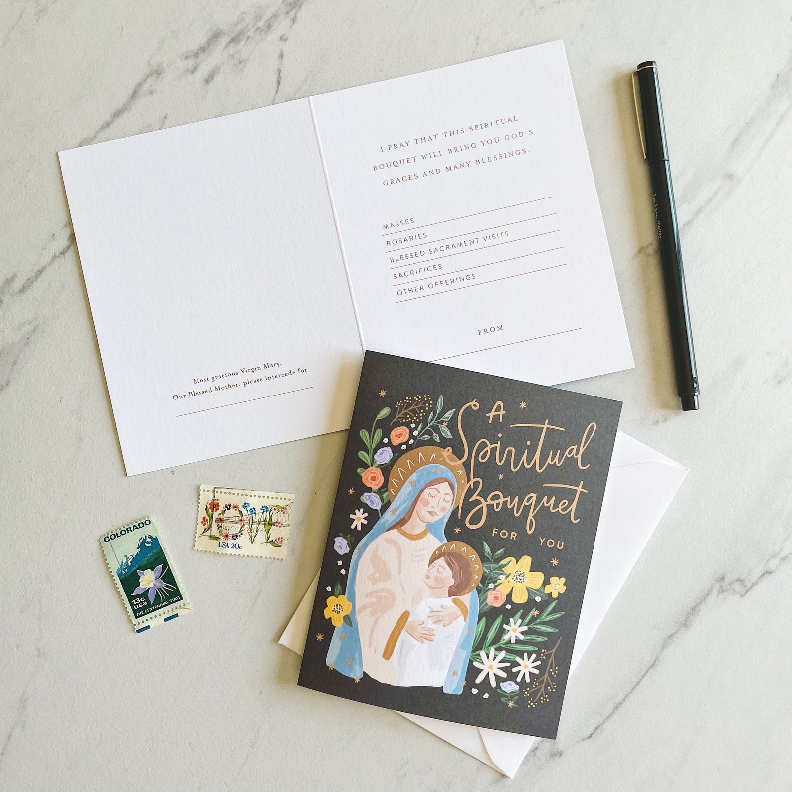 Spiritual Bouquet Card Marian Card Spiritual Bouquet Prayer - Etsy