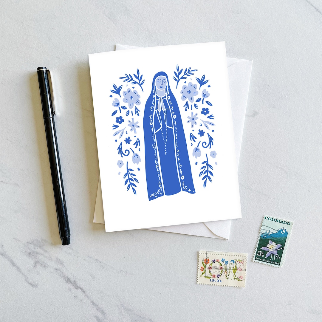 Marian Notecard, Blessed Mother Card, Marian Gift, Virgin Mary Card ...