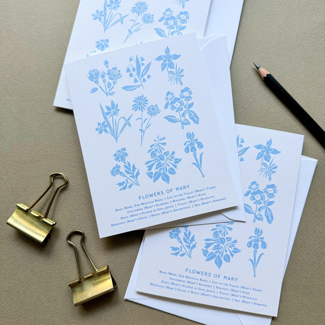 Flowers of Mary Notecard, Marian Card, Marian Gift, Catholic Floral ...
