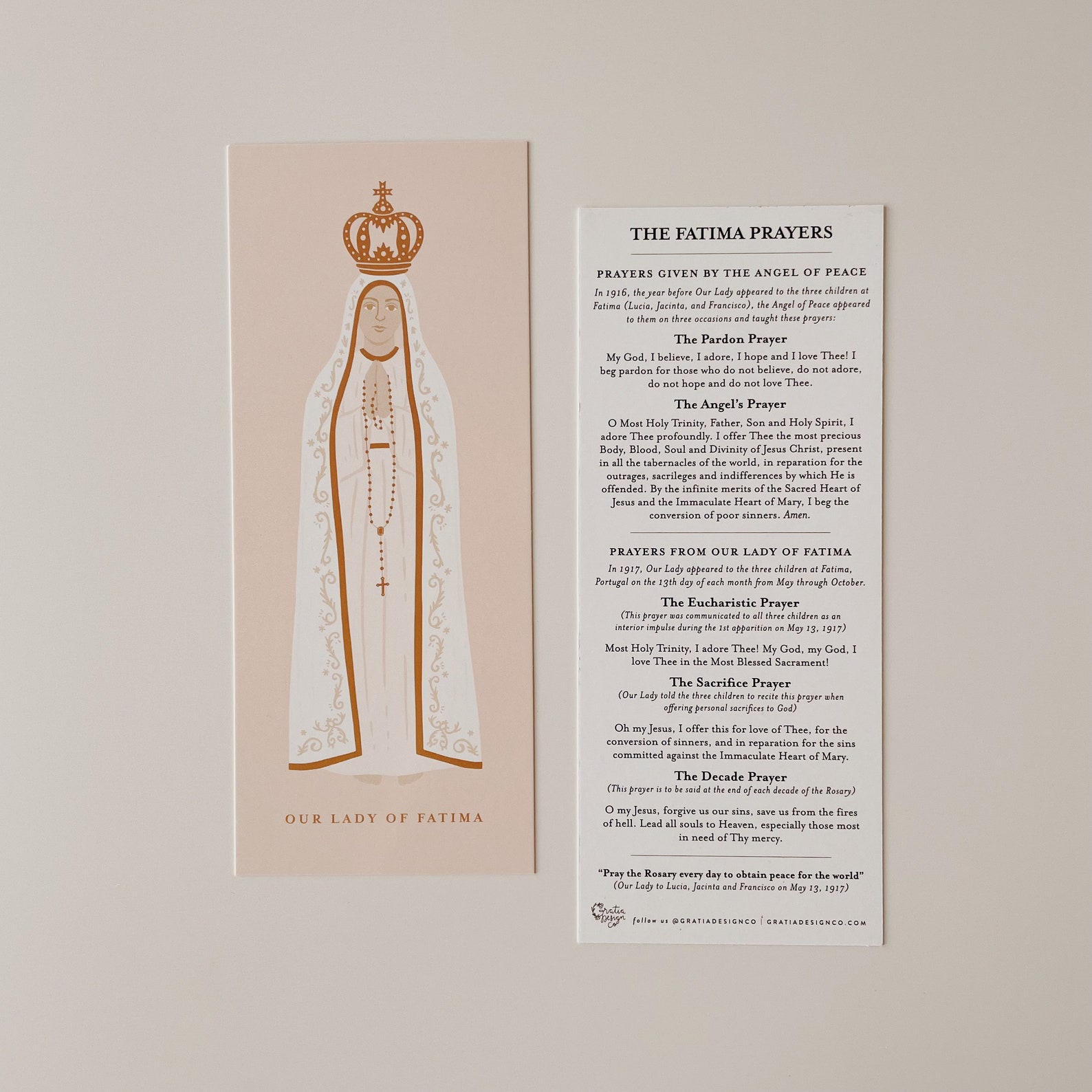 Our Lady of Fatima Prayer Card Our Lady of Fatima Bookmark - Etsy