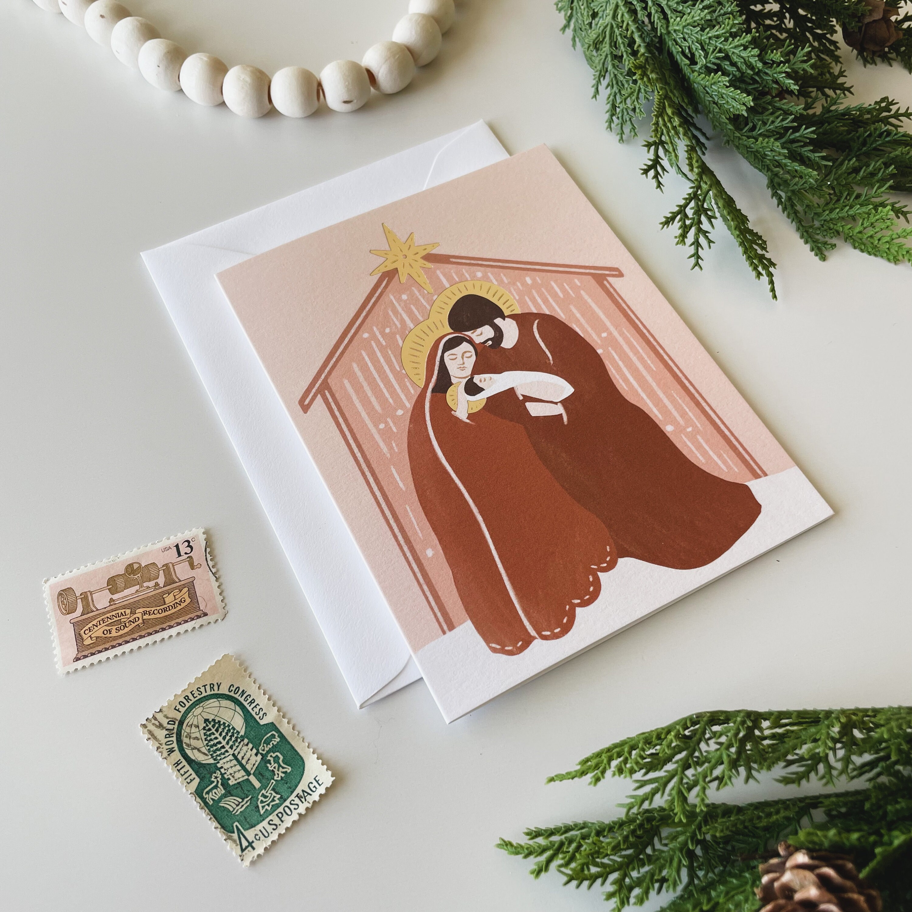 Gold Foil Nativity Christmas Card Religious Christmas Card - Etsy