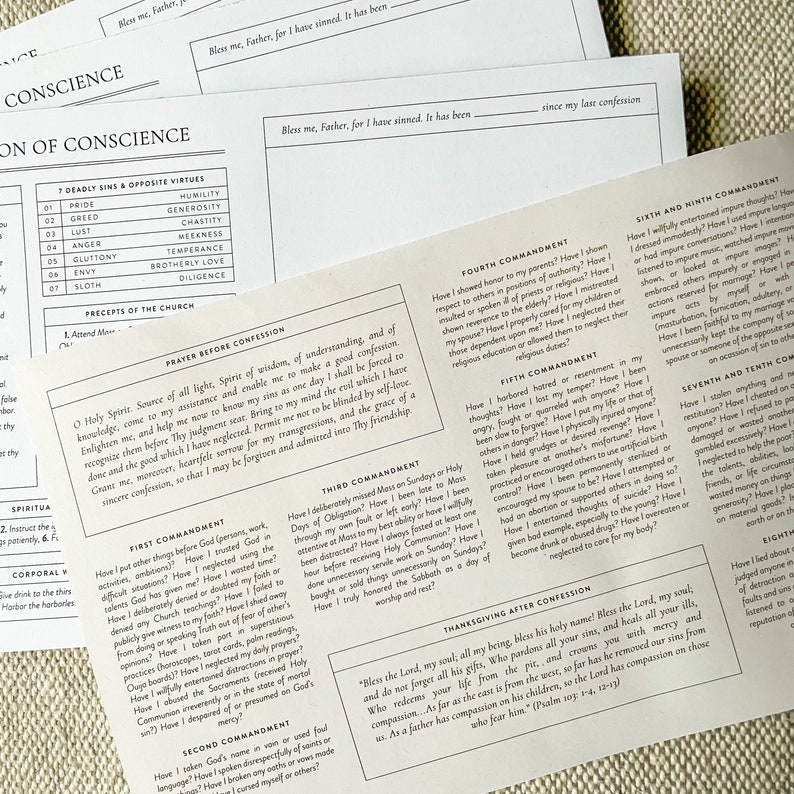Examination of Conscience Notepad, Confession Notepad, Act of ...