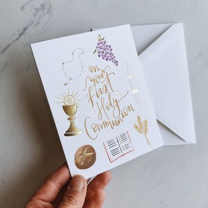 Gold Foil First Holy Communion Card, Catholic First Communion Gift ...
