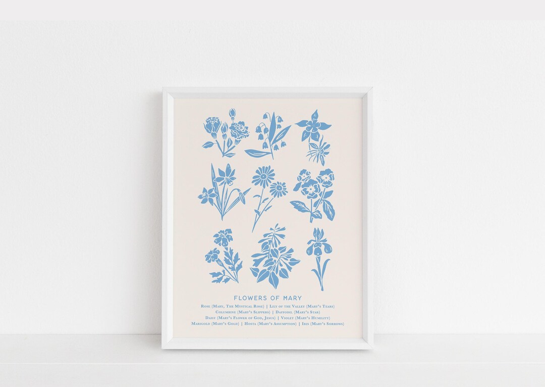 Flowers of Mary 8x10 Print, Catholic Art Print, Marian Art Print ...
