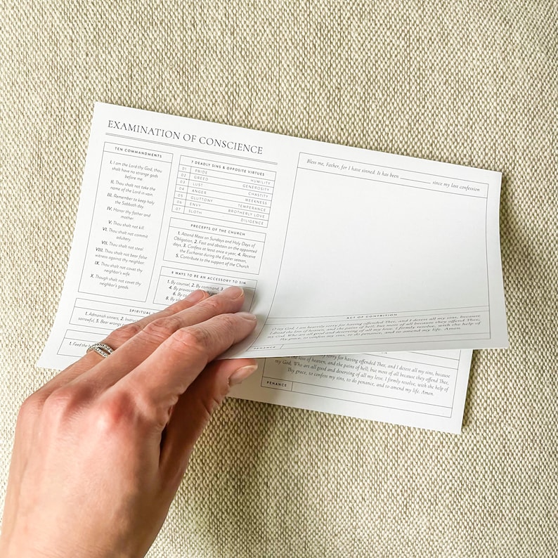 Examination of Conscience Notepad, Confession Notepad, Act of ...