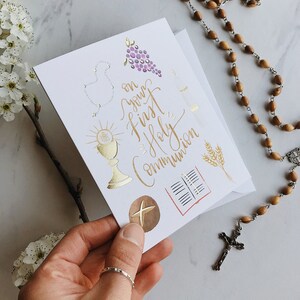 Gold Foil First Holy Communion Card, Catholic First Communion Gift ...