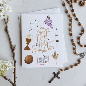 Gold Foil First Holy Communion Card, Catholic First Communion Gift ...