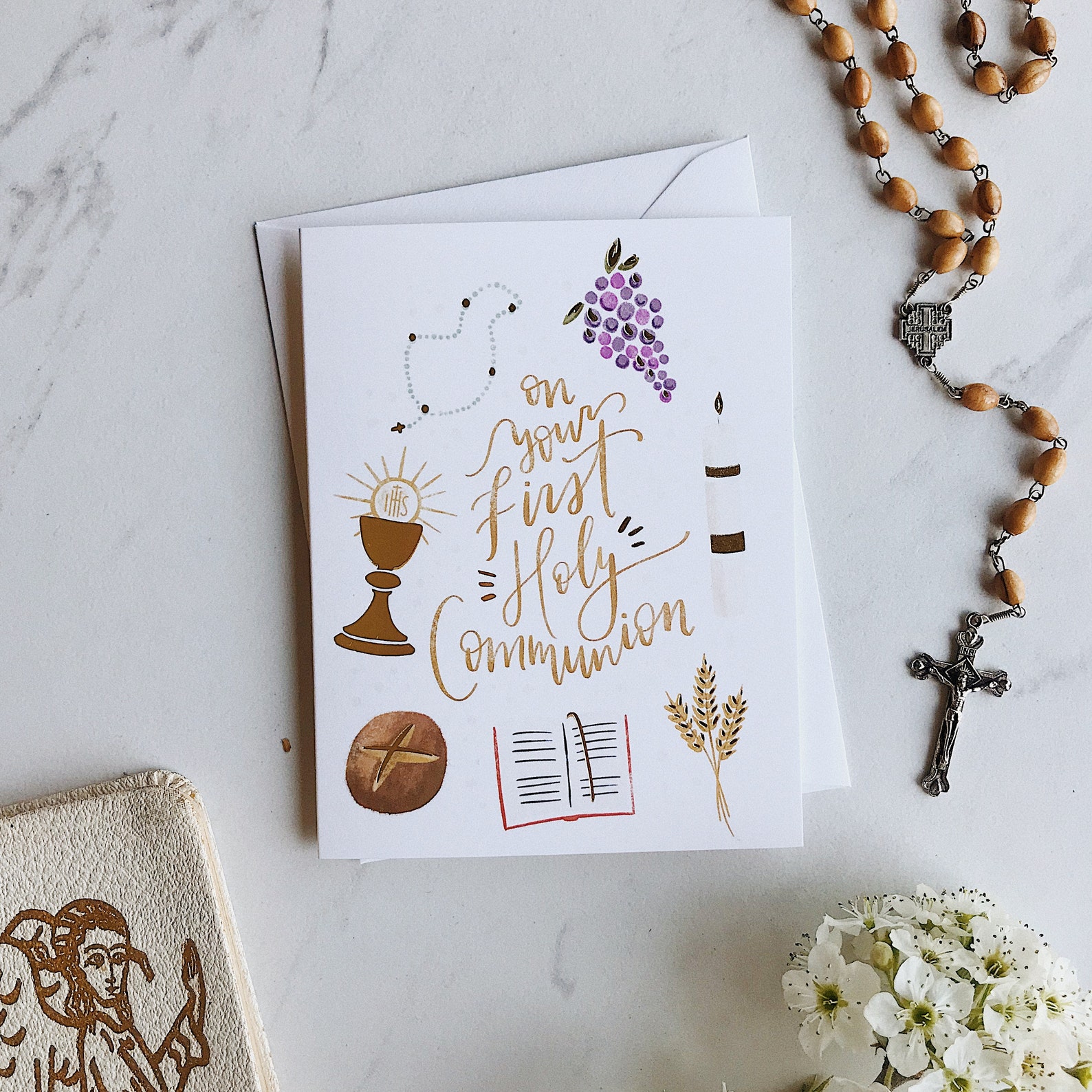 Gold Foil First Holy Communion Card, Catholic First Communion Gift ...