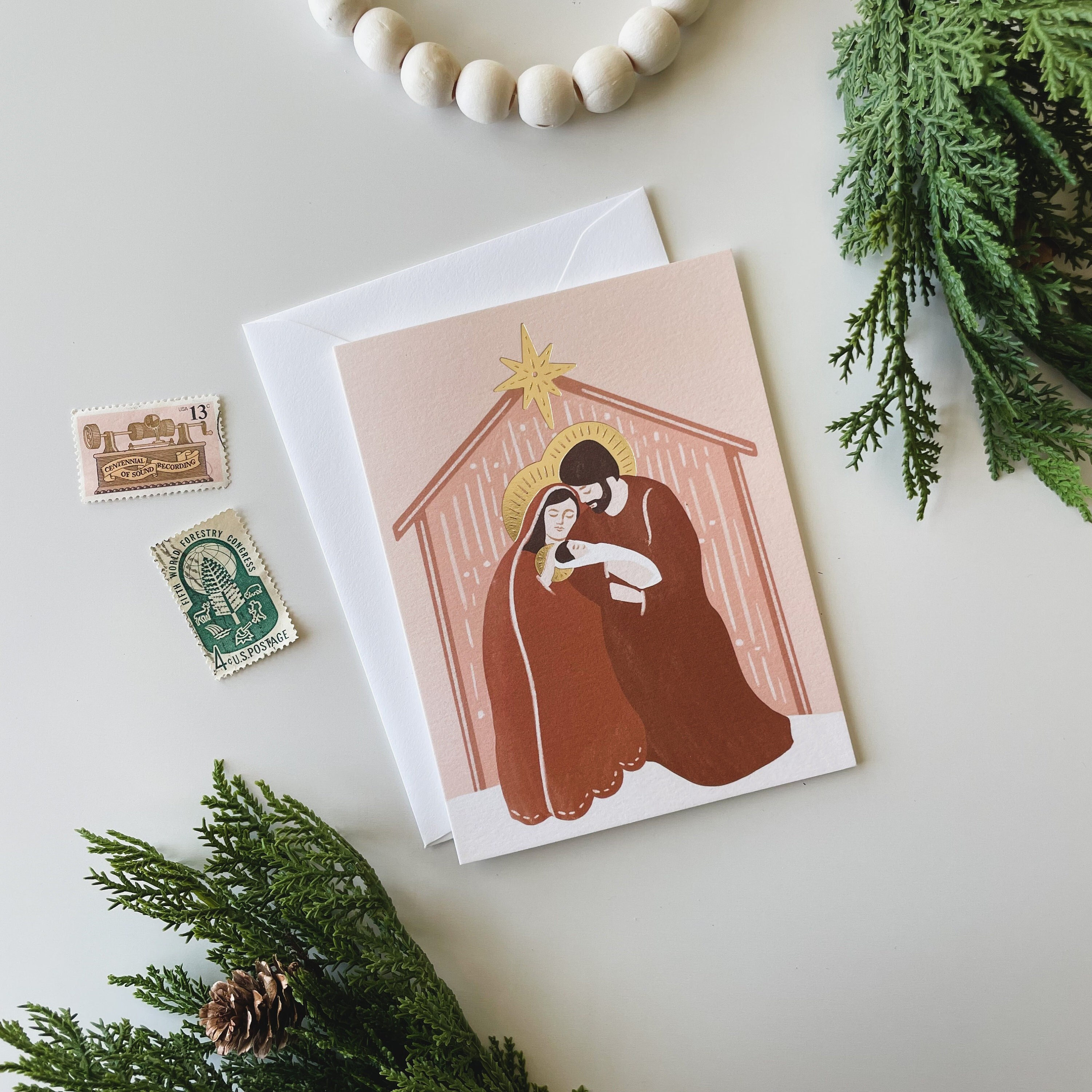 Gold Foil Nativity Christmas Card Religious Christmas Card - Etsy