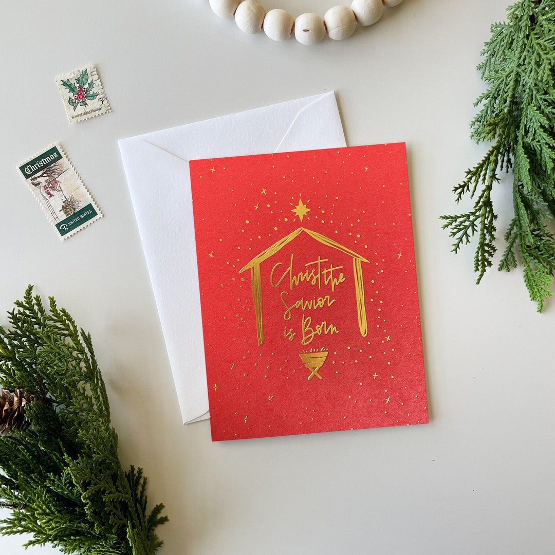 Christ the Savior is Born Christmas Card, Religious Christmas Card ...