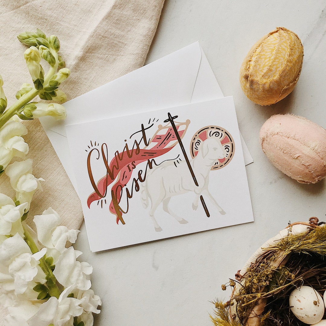 Gold Foil Easter Card, Religious Easter Card, Christ is Risen Card ...