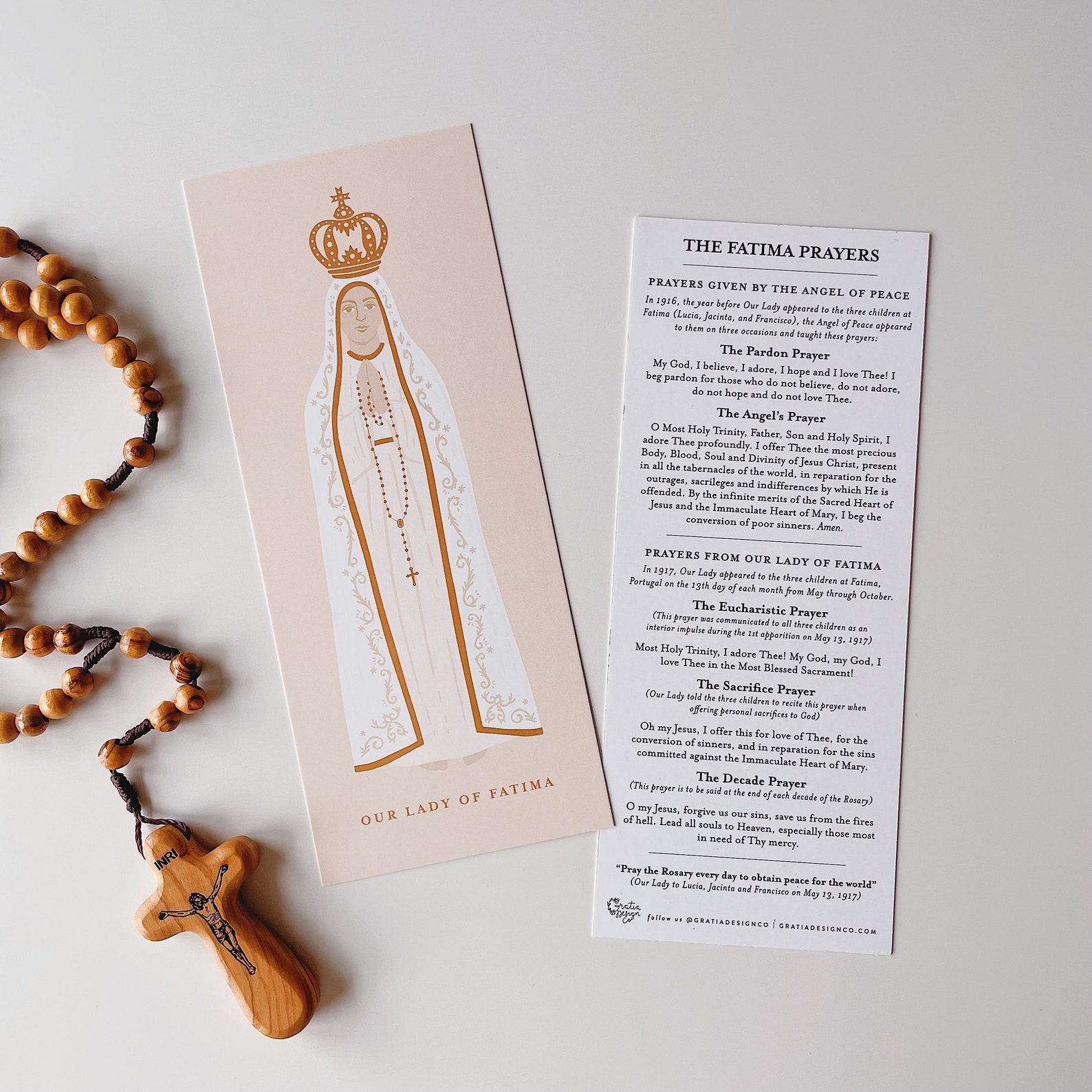 Our Lady of Fatima Prayer Card, Our Lady of Fatima Bookmark, Marian ...