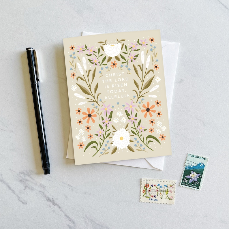 Easter Floral Card, Christian Easter Card, Catholic Easter Card ...