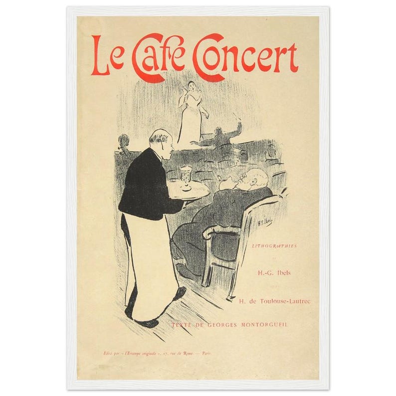 Vintage "le Café Concert" Lithograph Print - 1890s Art Nouveau Poster Wooden Framed Poster - Etsy