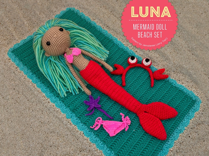 LUNA Mermaid Amigurumi Fashion Doll Beach Set Crochet Pattern ...
