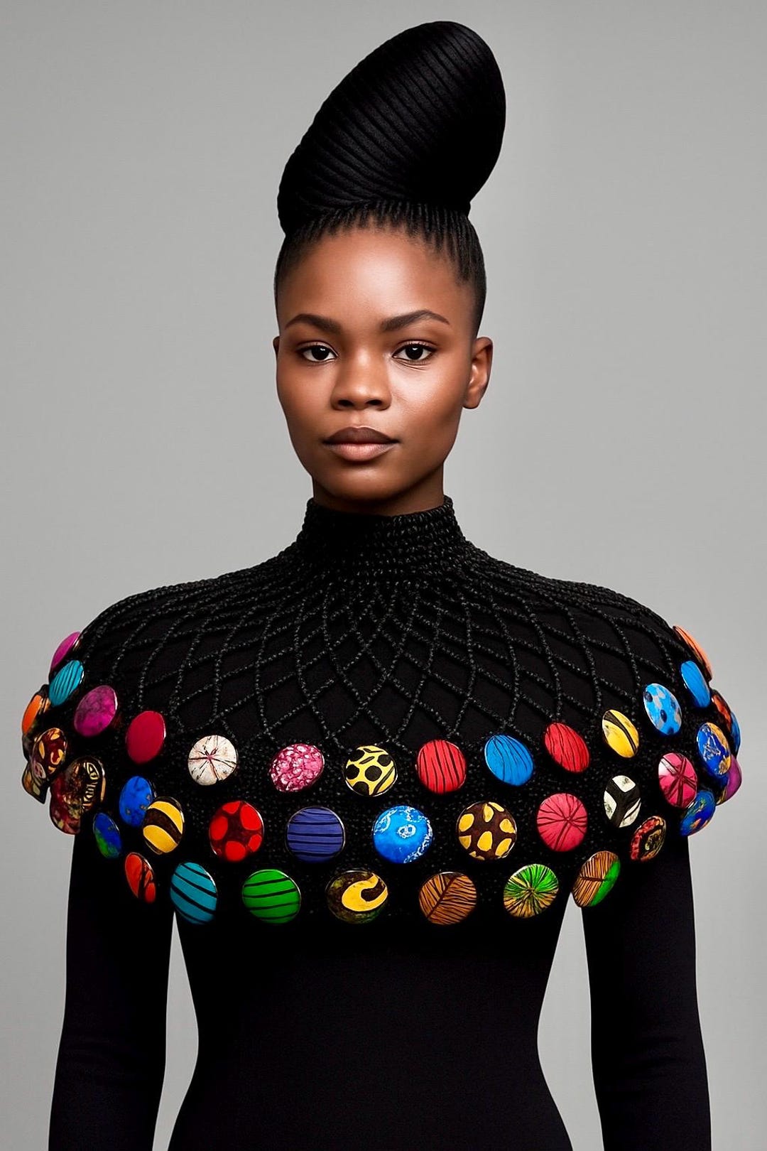 African Buttons Cape Necklace Black Ankara Buttons - Etsy