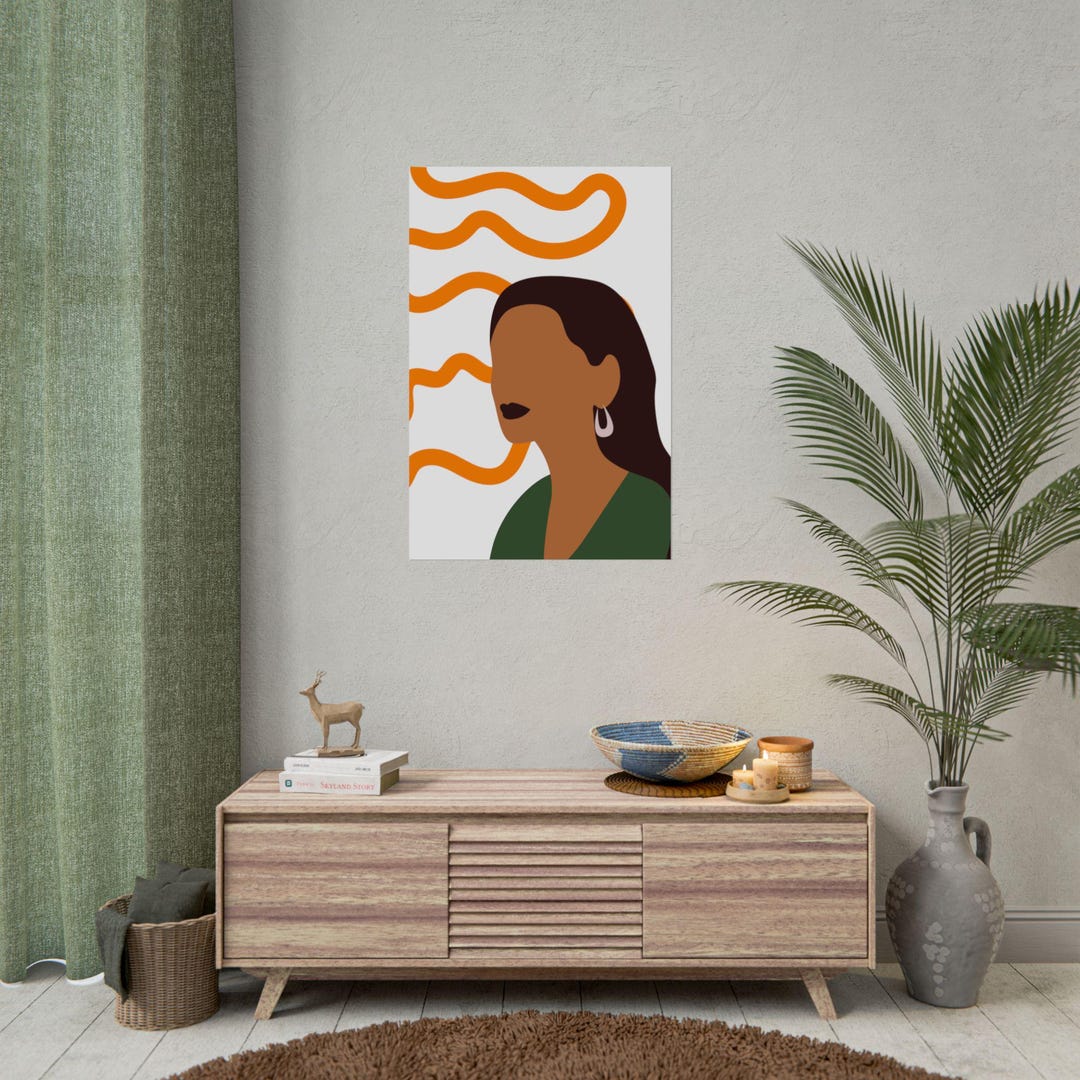 Faceless Women of Color POC Wall Portrait Rolled Poster Abstract Art ...